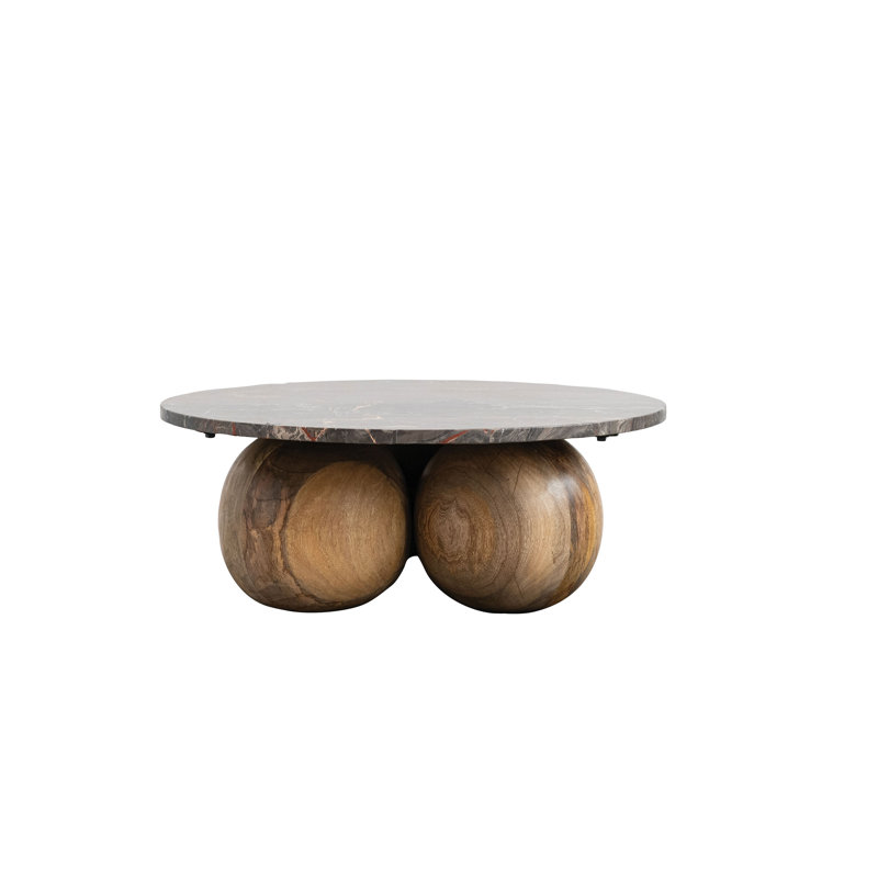 Corrigan Studio® Marble Coffee Table With Mango Wood Orb Base | Wayfair